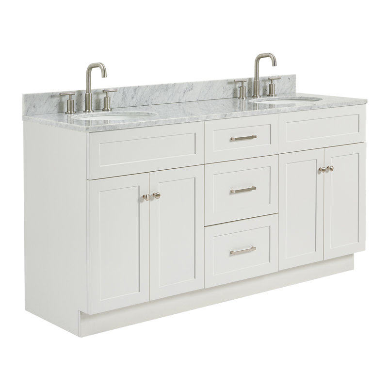 Winston Porter Partham 67 Double Bathroom Vanity With Carrara Marble